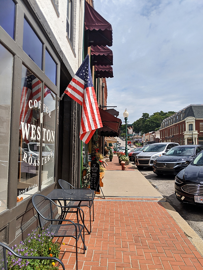 Weston Coffee Roastery offers sidewalk seating where you can sip your morning brew while watching small-town America parade by in all its glory.