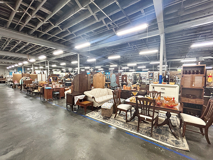 The architectural bones of this former industrial space create the perfect gallery for displaying yesterday's craftsmanship.