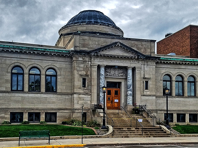 The Public Library's classical dome and columns suggest that in Winona, access to knowledge and literature is treated with proper architectural reverence.
