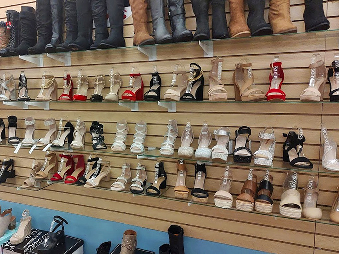 A wall of women's shoes that would make Imelda Marcos weep with joy. Finding your perfect pair here is like a treasure hunt with your feet as the winners.