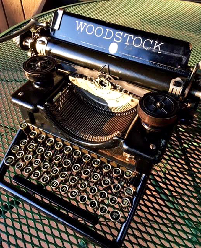 A Woodstock typewriter waiting for its Jack Kerouac moment. Those keys have probably clicked out love letters, resignation notices, and the Great American Novel.