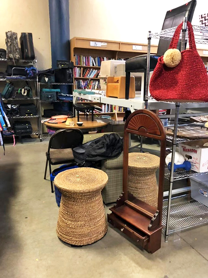Wicker stools and wooden treasures await their second act. That mirror could witness your daily outfit debates for decades to come.