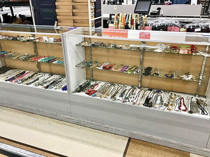 Behind glass, the jewelry waits patiently&mdash;costume pieces dreaming of their Broadway debut on your next night out.