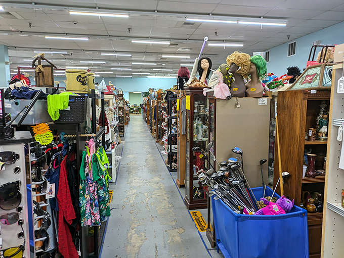 Down these aisles, treasures lurk like shy celebrities&mdash;you never know which mannequin head or golf club might change your life.