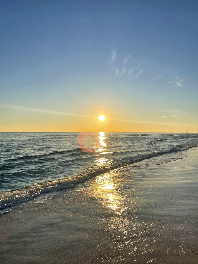 Nature's grand finale each evening. The sun dips into the Gulf like it's easing into a warm bath after a long day.