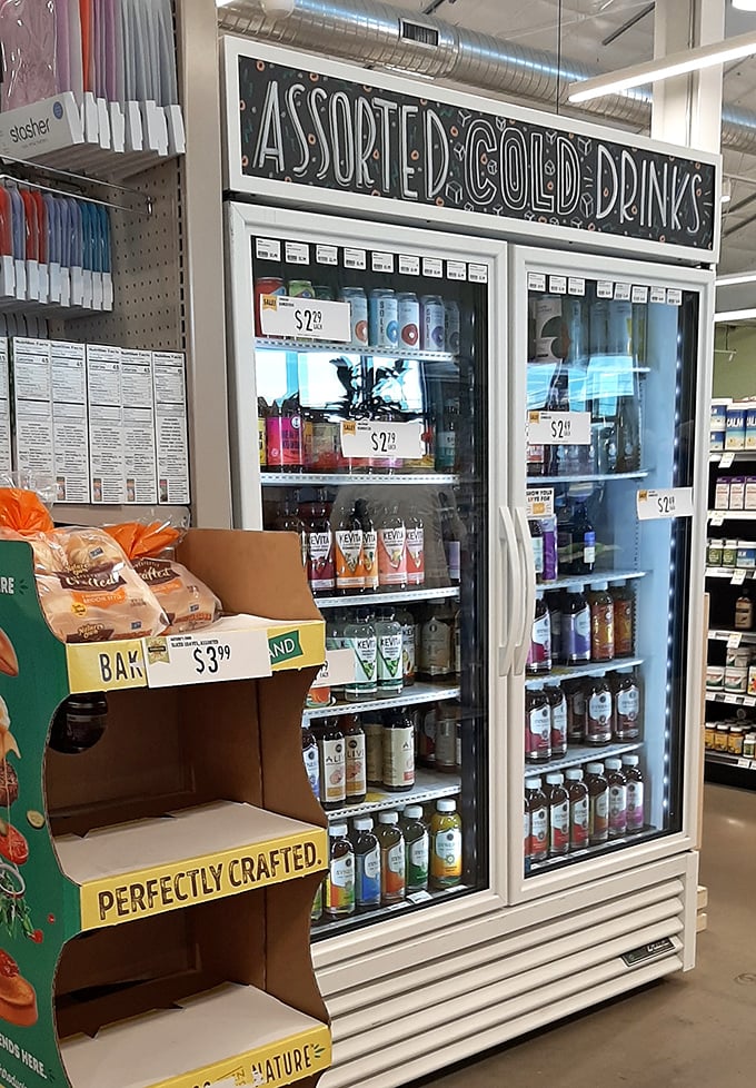 Even thrift shopping works up a thirst. The cold drink section offers refreshment before you tackle the furniture department's temptations.