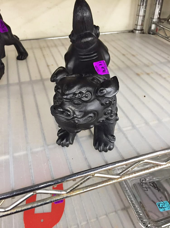 Not just a decorative figurine, but a conversation starter. This mysterious guardian creature seems to ask, "Am I kitsch, art, or both?" Only $7.99 for the philosophical debate.