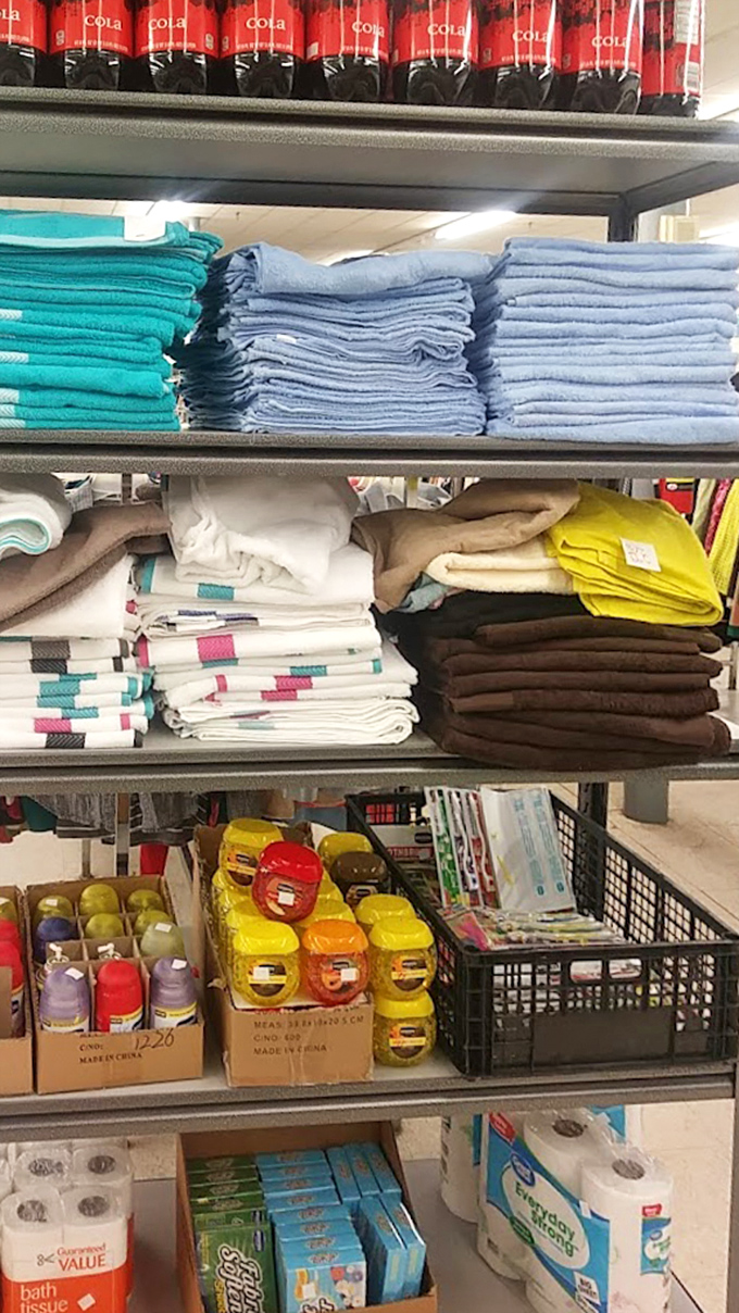 The linens section: where practical meets economical. From beach towels to bedsheets, this is where smart shoppers stock up before guests arrive.