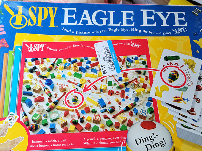 I Spy a bargain! Classic board games with all their pieces (mostly) intact, ready to entertain another generation for pocket change.