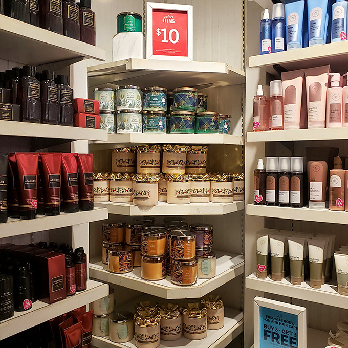 Bath & Body Works' corner of scented paradise&mdash;where $10 can transform your shower into a tropical getaway or a woodland retreat.