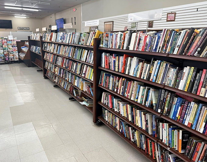 A bibliophile's dream that rivals small-town libraries. More reading material than you could finish in a decade of beach trips.