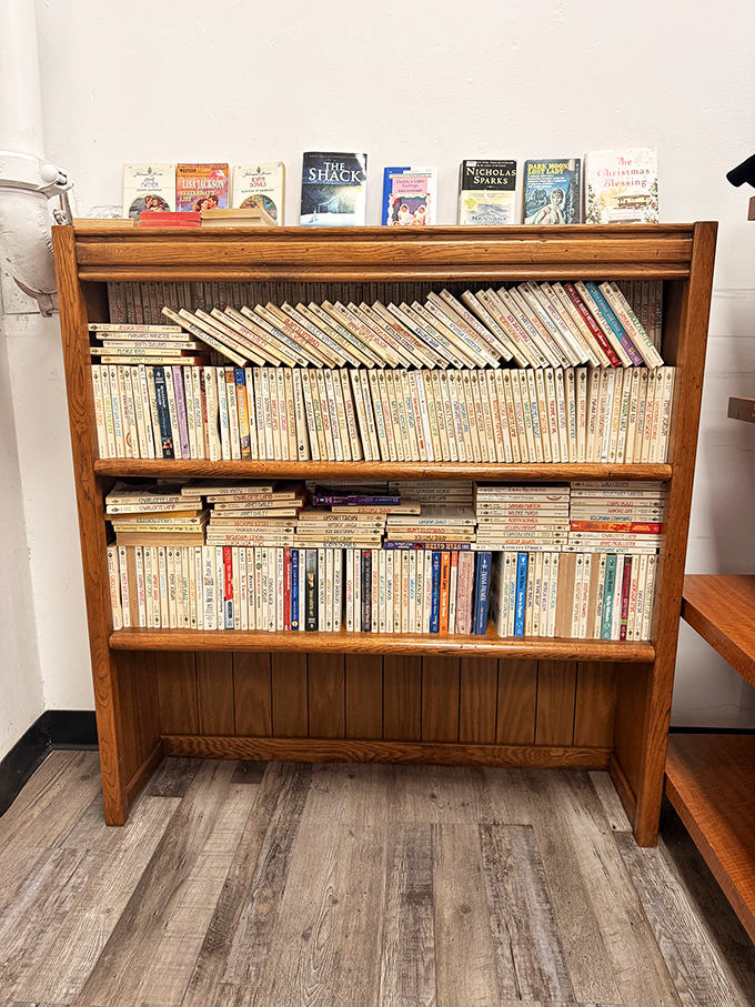This bookshelf isn't just holding paperbacks&mdash;it's cradling childhood memories, forgotten bestsellers, and stories waiting for their second audience.