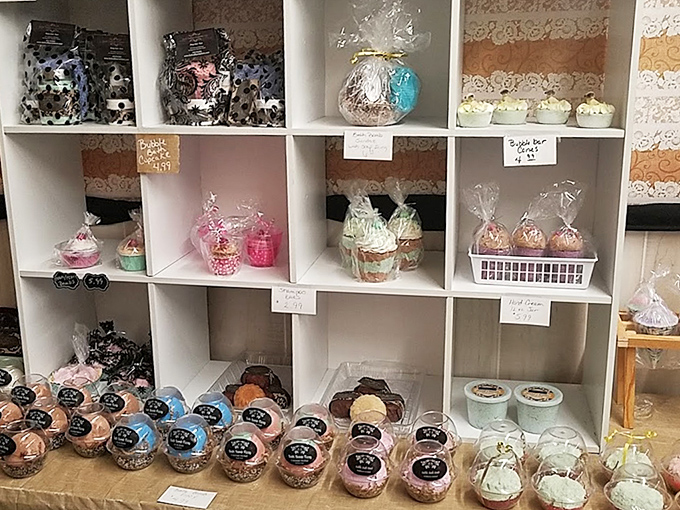 Sweet treats arranged in perfect rows promise homemade indulgence, their cellophane wrapping barely containing the aromas of sugar and comfort.