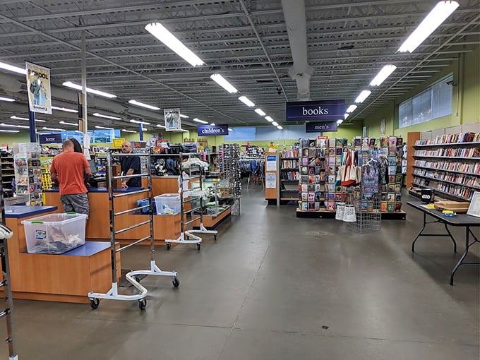 Wide aisles and thoughtful organization make browsing a pleasure rather than a chore, with helpful signage guiding your treasure hunt.