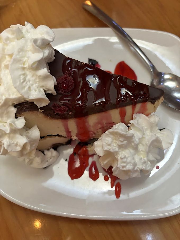 That cheesecake slice could double as a doorstop, but you'll somehow find room after that massive dinner.