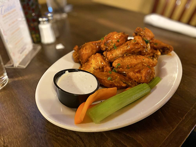 Wings that don't need a sporting event as an excuse to be ordered. The blue cheese dip is just showing off at this point.