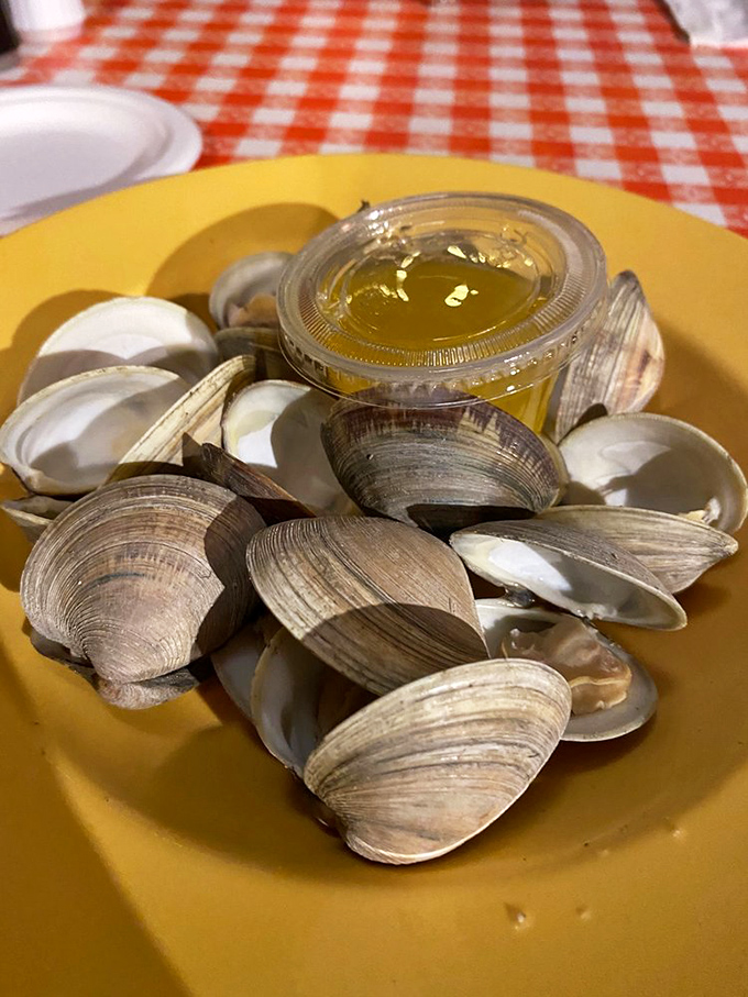 Steamers that transport you straight to a New England clambake. That little cup of melted butter is basically liquid gold.