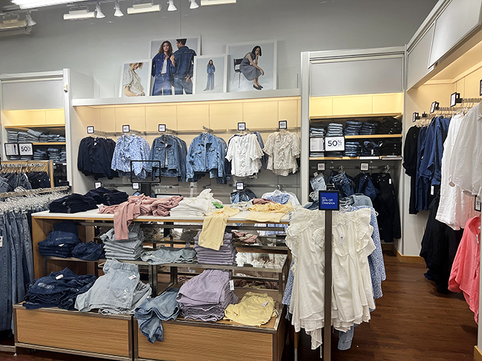 Gap's display is a masterclass in retail psychology &ndash; those perfectly folded stacks of denim and pastels practically begging to jump into your shopping bag.