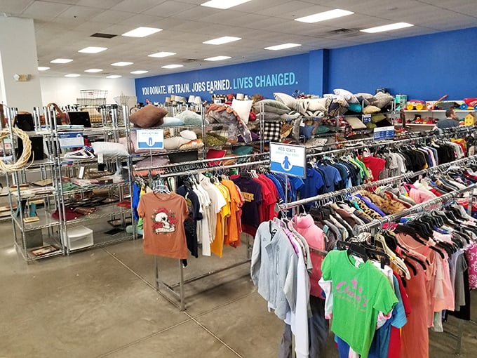 The children's section: a kaleidoscope of colorful clothing where $45 could outfit a small army of growing kids.