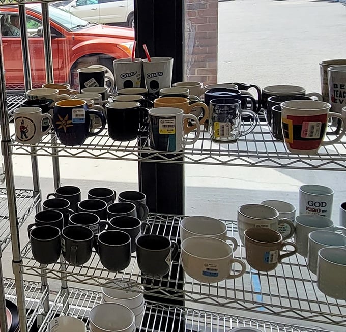Coffee mugs with personalities lined up like contestants in a very caffeinated beauty pageant. Each one has a story to tell.