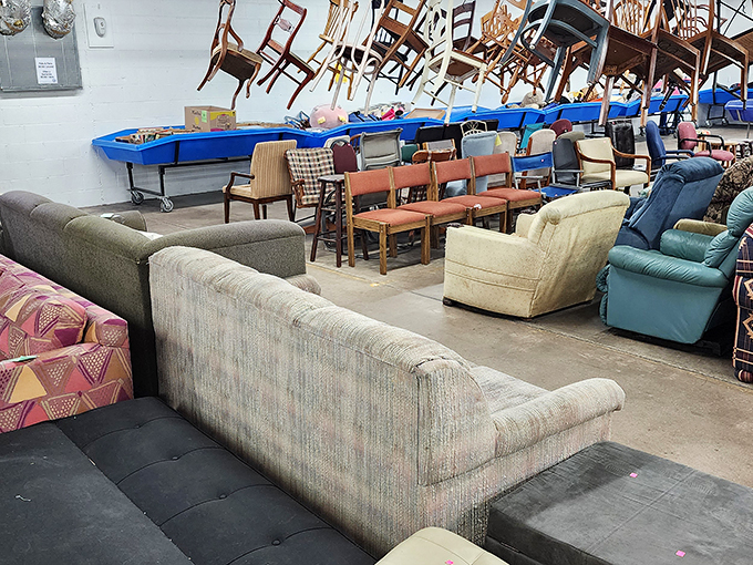 Couch corner: where retired living room stars await their second act. That beige sectional has seen everything from first dates to Netflix marathons.