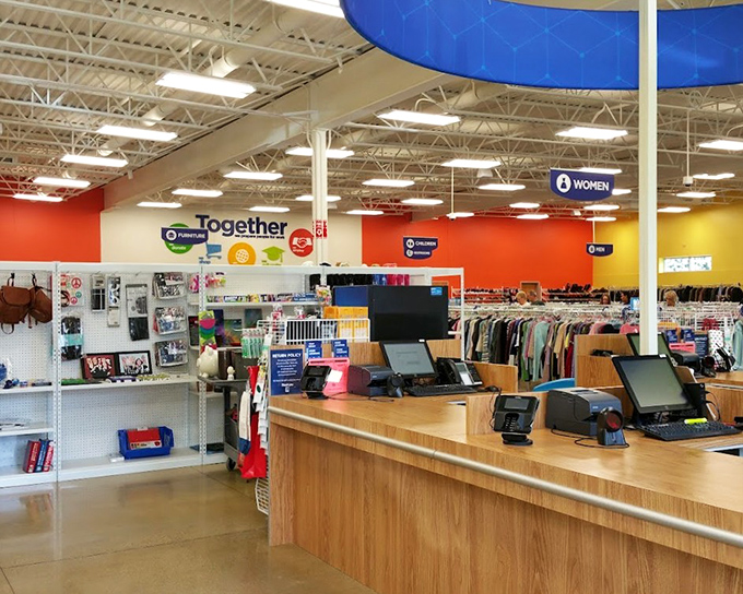 The checkout area&mdash;final gateway between you and your newfound treasures. The moment of truth for your thrifting expedition.