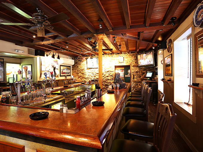 The bar area doesn't just serve drinks; it serves stories, laughter, and the kind of conversations that make strangers into neighbors.