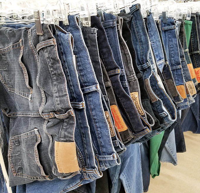 Denim heaven awaits with every wash, cut, and brand imaginable. Finding that perfect pair feels like winning the pants lottery.