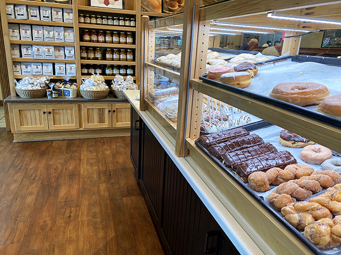 The bakery case: where willpower goes to die. Donuts, pastries, and cookies arranged with the precision of fine jewelry, but infinitely more satisfying.
