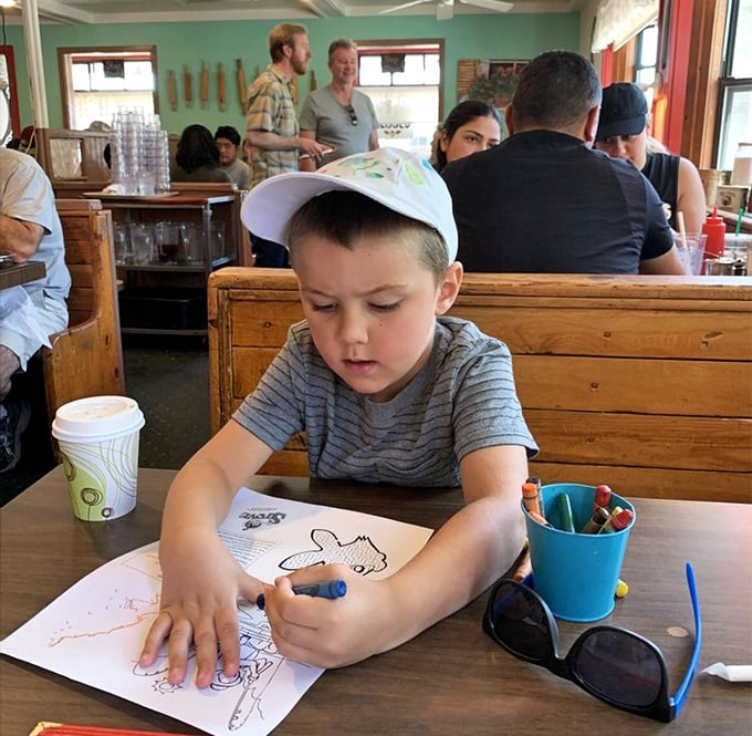 A family restaurant in the truest sense, where kids color while adults caffeinate, and everyone prepares for whatever mountain magic awaits outside.