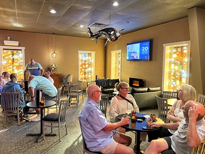 The bar area: where strangers become friends and Brandy Old Fashioneds flow like conversation.