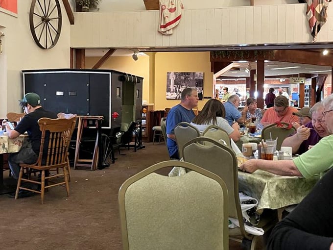 The dining room hums with the universal language of satisfaction&mdash;the quiet murmur of people too busy enjoying their food to make small talk.