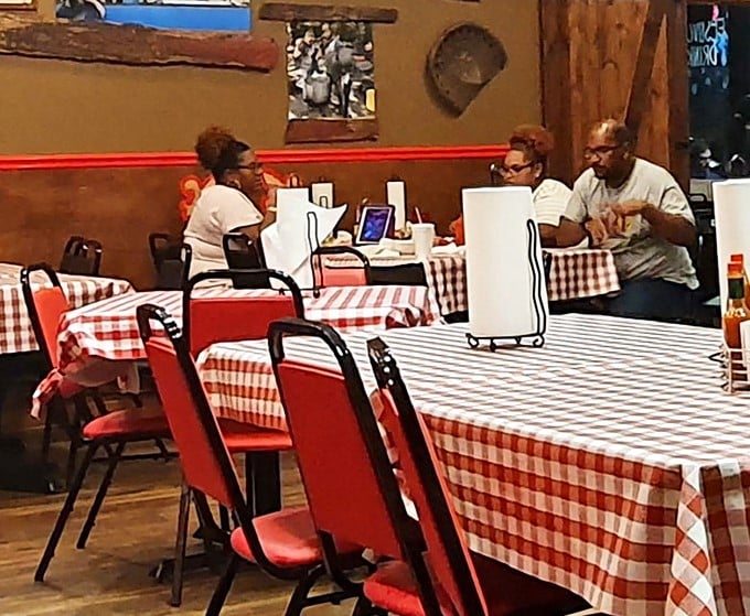 The true measure of a great local spot: tables filled with people focused on their food rather than their phones.