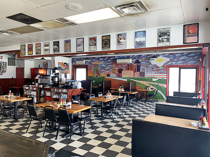 The dining area's mural celebrates Columbus while vinyl records line the walls&mdash;a feast for the eyes before the feast for your stomach.