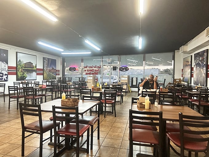 The dining area's Nashville sports memorabilia creates the perfect backdrop for conversations that inevitably begin with "Remember when…"