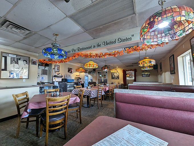 The dining room where memories are made. Those colorful lamps cast a warm glow that makes everyone look like they're in a Scorsese film about the good old days.
