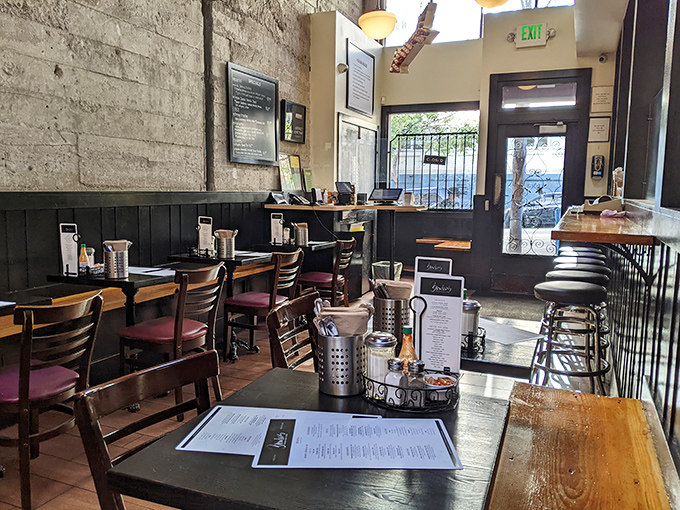 The dining room feels like that cool friend's apartment &ndash; exposed brick, wooden tables, and conversations that flow as easily as the coffee.
