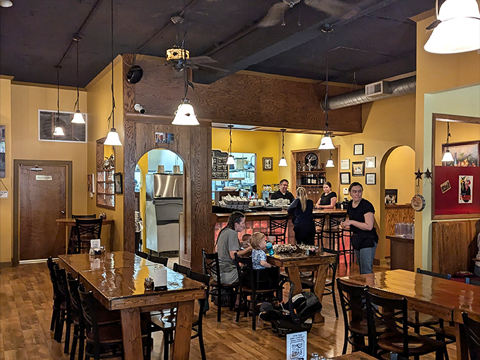 The dining room buzzes with the best kind of energy&mdash;people united in the universal language of "this food is making me happy."