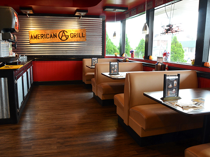 Tan booths line the windows where natural light illuminates your upcoming battle with tender, fall-off-the-bone goodness.