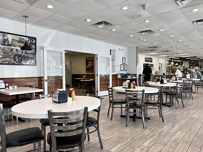 Modern deli aesthetics meet old-school comfort. Those black and white photos on the wall are silent testimonials to sandwich heritage.