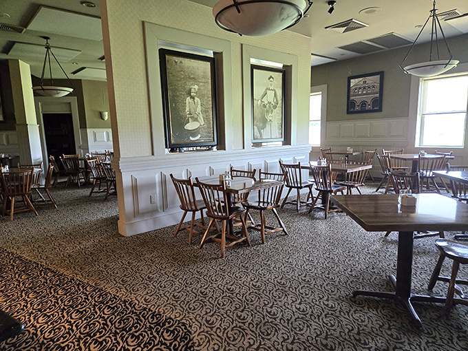 Historical photos watch over diners like ancestors approving your excellent restaurant choice. "Yes, get the chicken AND the pie."