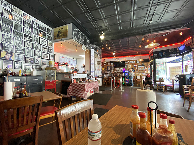 The dining room feels like your coolest friend's basement&mdash;if that friend happened to be obsessed with barbecue and music memorabilia.