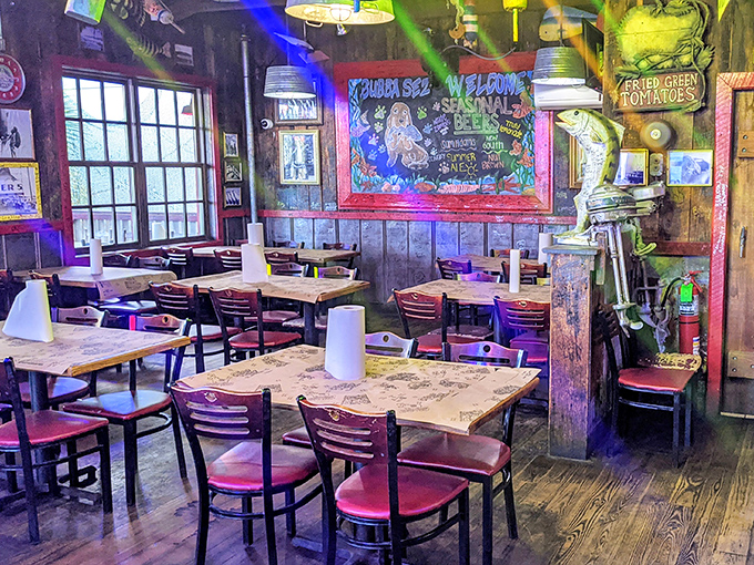 The dining room feels like your eccentric uncle's fishing cabin&mdash;if your uncle were an amazing cook with a flair for nautical decor.