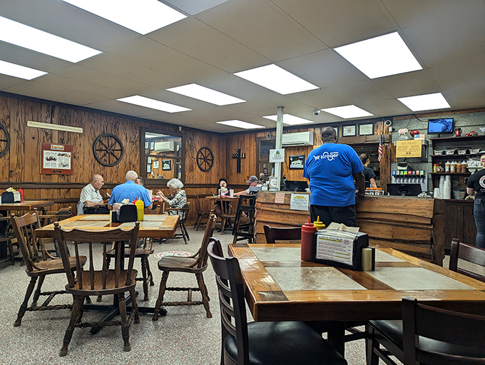 No-nonsense dining where the focus stays where it belongs&mdash;on the food. Those wooden chairs have supported generations of happy eaters.