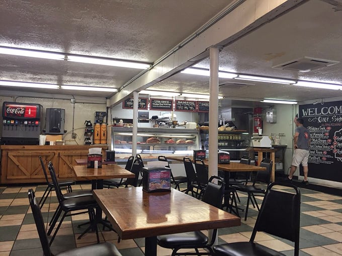 No-nonsense tables and chairs say, "We put our energy into the food, not the furniture." The kind of place where memories are made between bites.