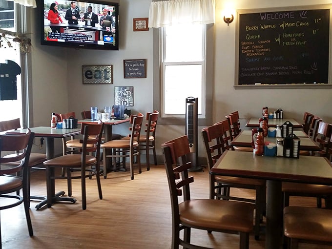 The dining area balances classic diner aesthetics with modern touches—where conversations flow as freely as the coffee.