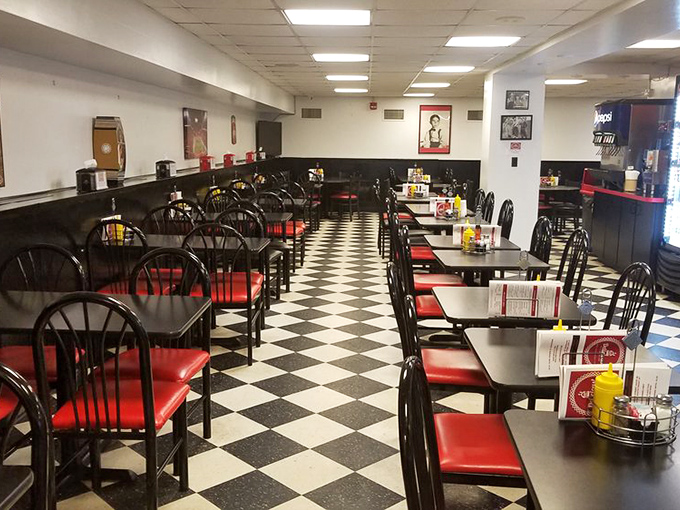 The dining room awaits its next wave of satisfied customers, tables ready for the lunchtime performance ahead.