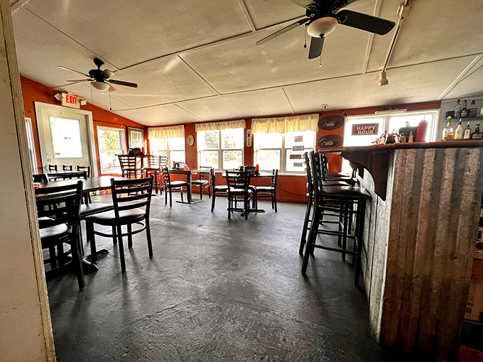 The bar area offers a more casual vibe with corrugated metal accents that say, "Yes, we're at the beach, but we're keeping it real."