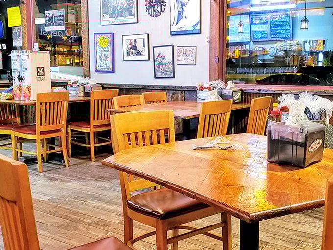 Simple wooden tables that have hosted countless conversations and "mmms" of approval. In BBQ joints, the absence of pretension is directly proportional to food quality.
