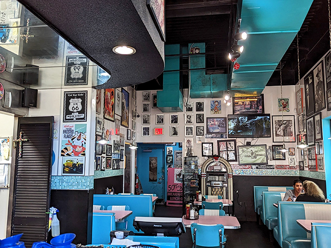 The dining area feels like your coolest relative's basement&mdash;if that relative collected memories instead of dust and served incredible food.